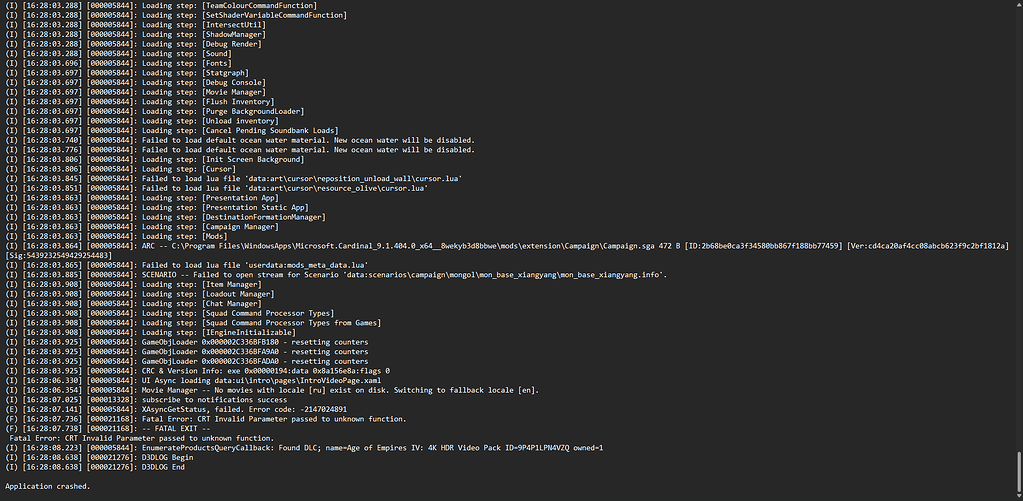 Chrashes during into, error release_9_1_1_RTM_Gaming.Desktop.x64, 0x80000000000000 - IV - Report ...