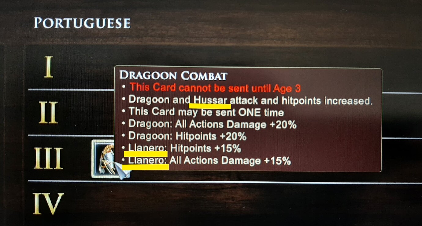 Dragoon combat card - III - Report a Bug - Age of Empires Forum