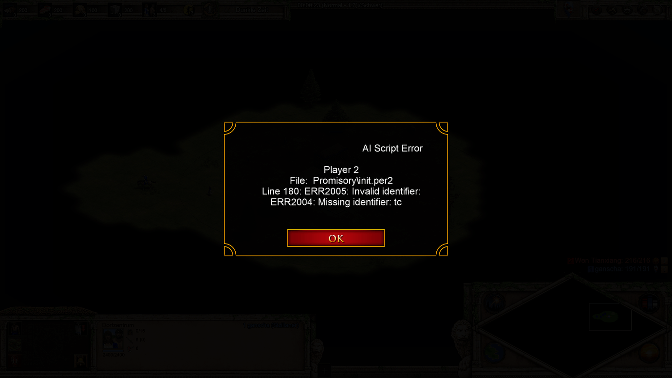 AI Script Error - II - Report a Bug - Age of Empires Forum