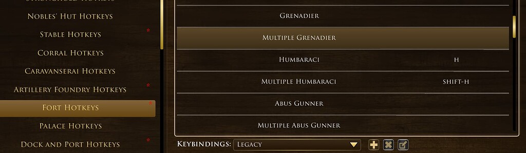 Legacy Hotkey Setting for Maltese Fire Throwers at Fort still missing ...