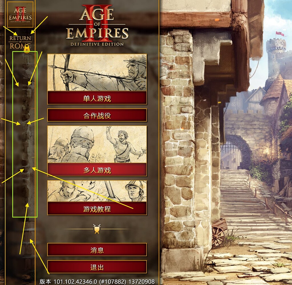 Main menu UI error, blurry background missing - II - Report a Bug - Age of Empires Forum