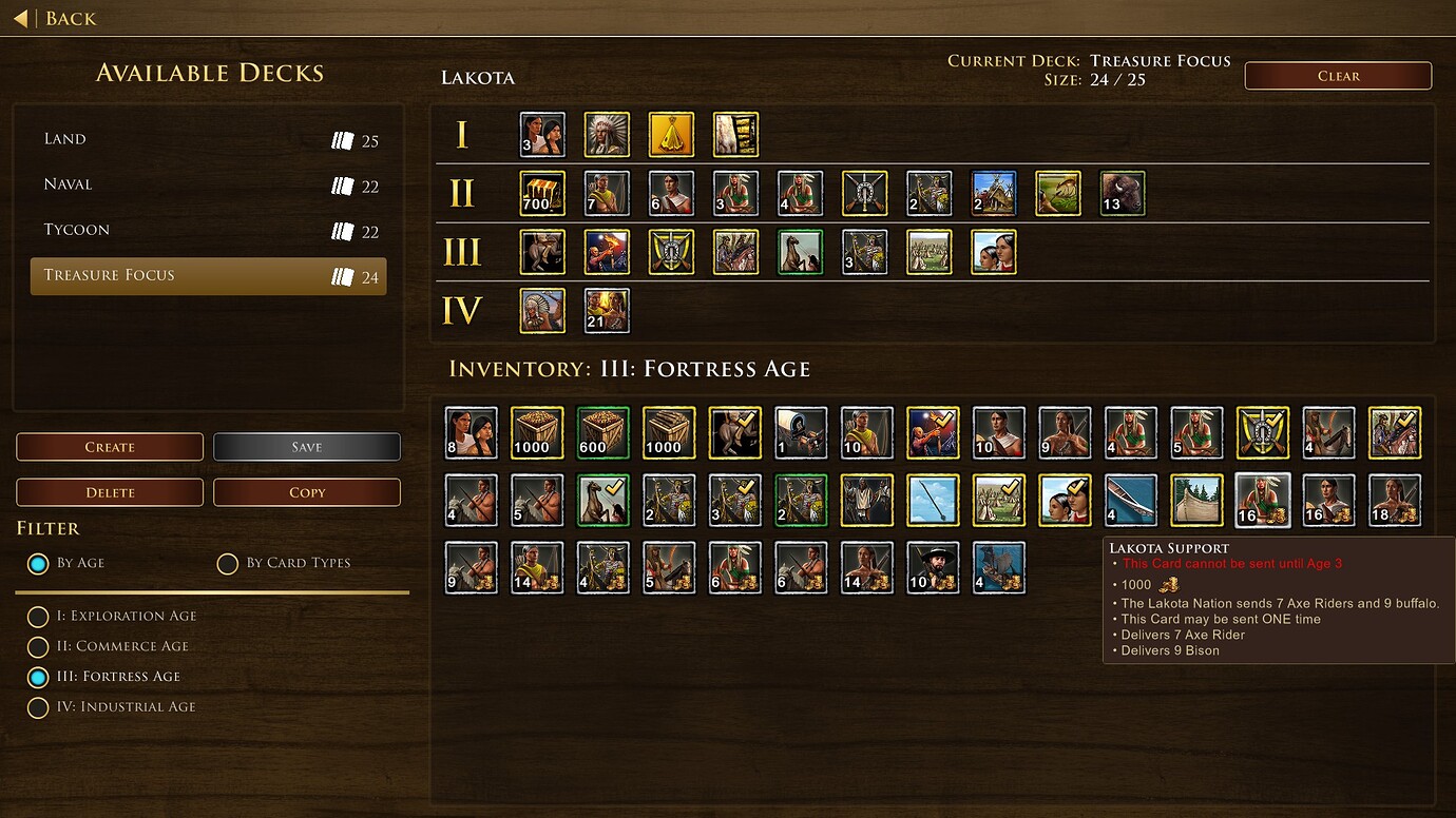 Two Cards Called Lakota Support in Deck - III - Report a Bug - Age of ...