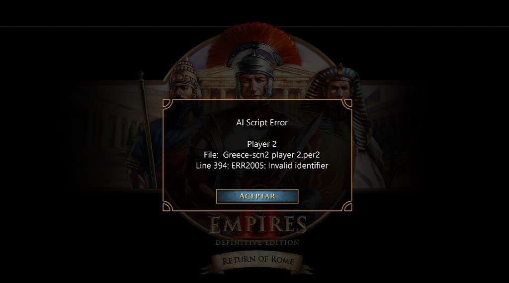 Return of Rome AI Script Error - II - Report a Bug - Age of Empires Forum