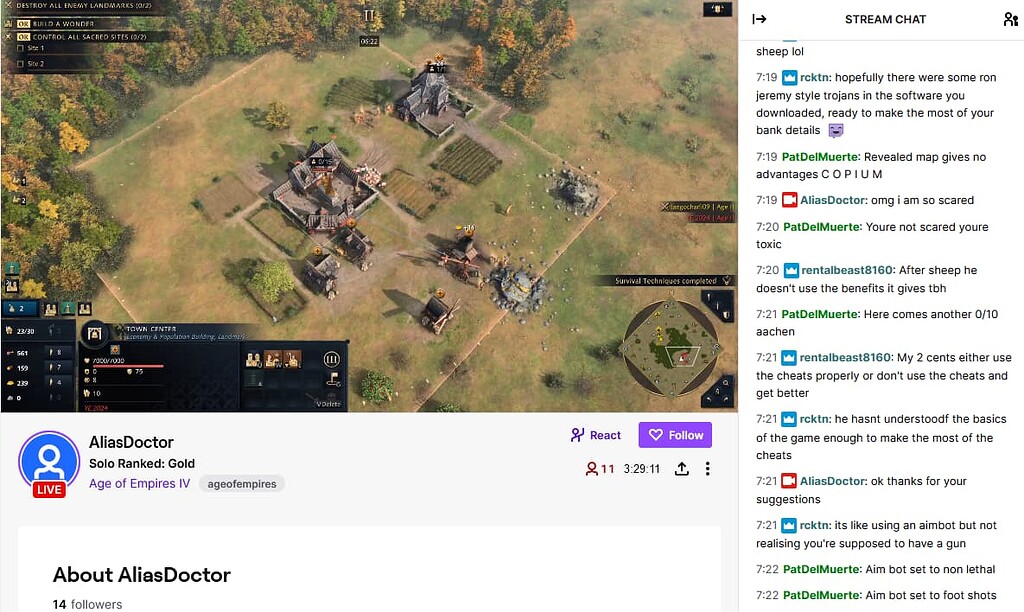 Map Hacker streaming AOE4 Ranked with map hacks - IV - Discussion - Age of Empires Forum