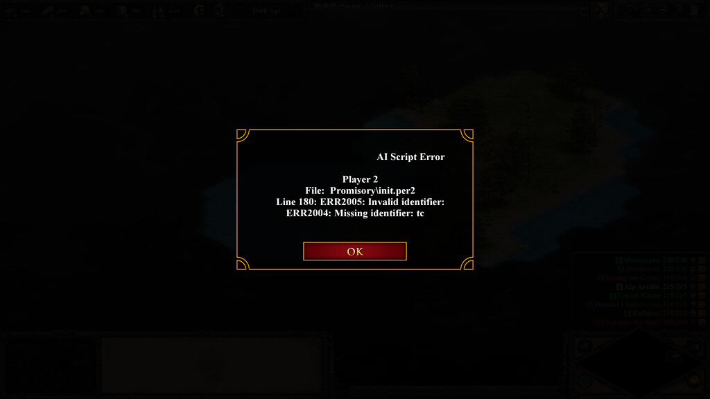 AI Script Error since the Lords of the West DLC - II - Report a Bug - Age of Empires Forum