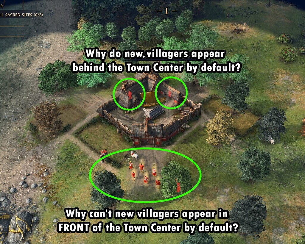 Make Villagers appear in FRONT of the Town Center by DEFAULT in a ...