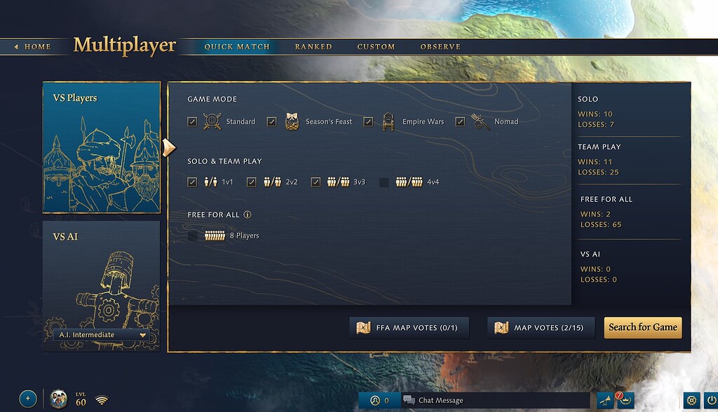 Quickmatch Cant Select All Options - IV - Discussion - Age of Empires Forum