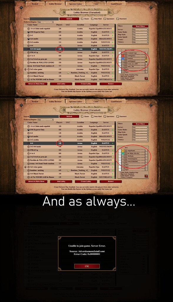 Lobbies More Bugged Than Ever Part Ii Page 4 Ii Report A Bug Age Of Empires Forum 
