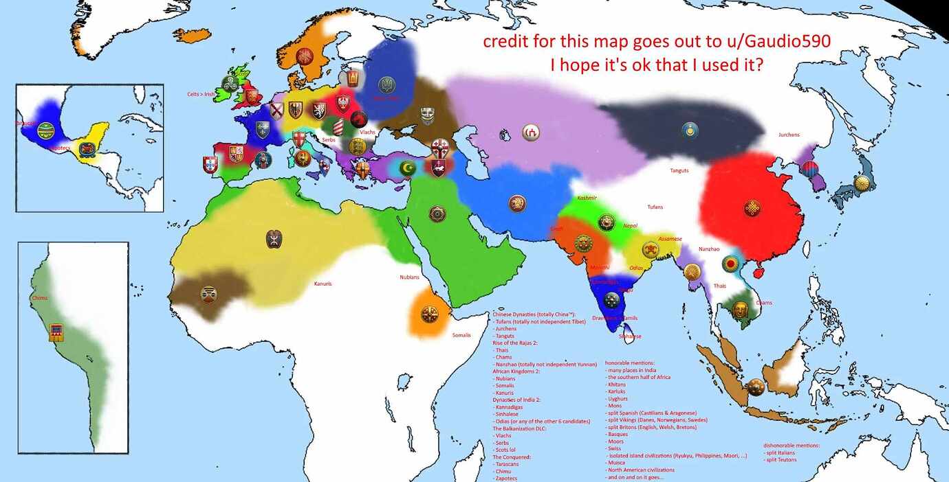 Complete World Map of all AoE2 Civilizations after Mountain Royals (1 ...