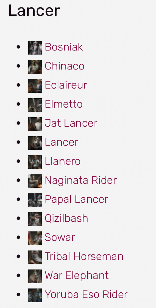 Standardizing lancer units - III - Discussion - Age of Empires Forum