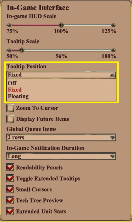 Tooltip position setting got disabled without my approval - II - Report a Bug - Age of Empires Forum