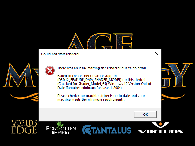 Error Could Not Start Renderer - Ask for Help - Age of Empires Forum Error Could Not Start Renderer - Ask for Help - Age of Empires Forum