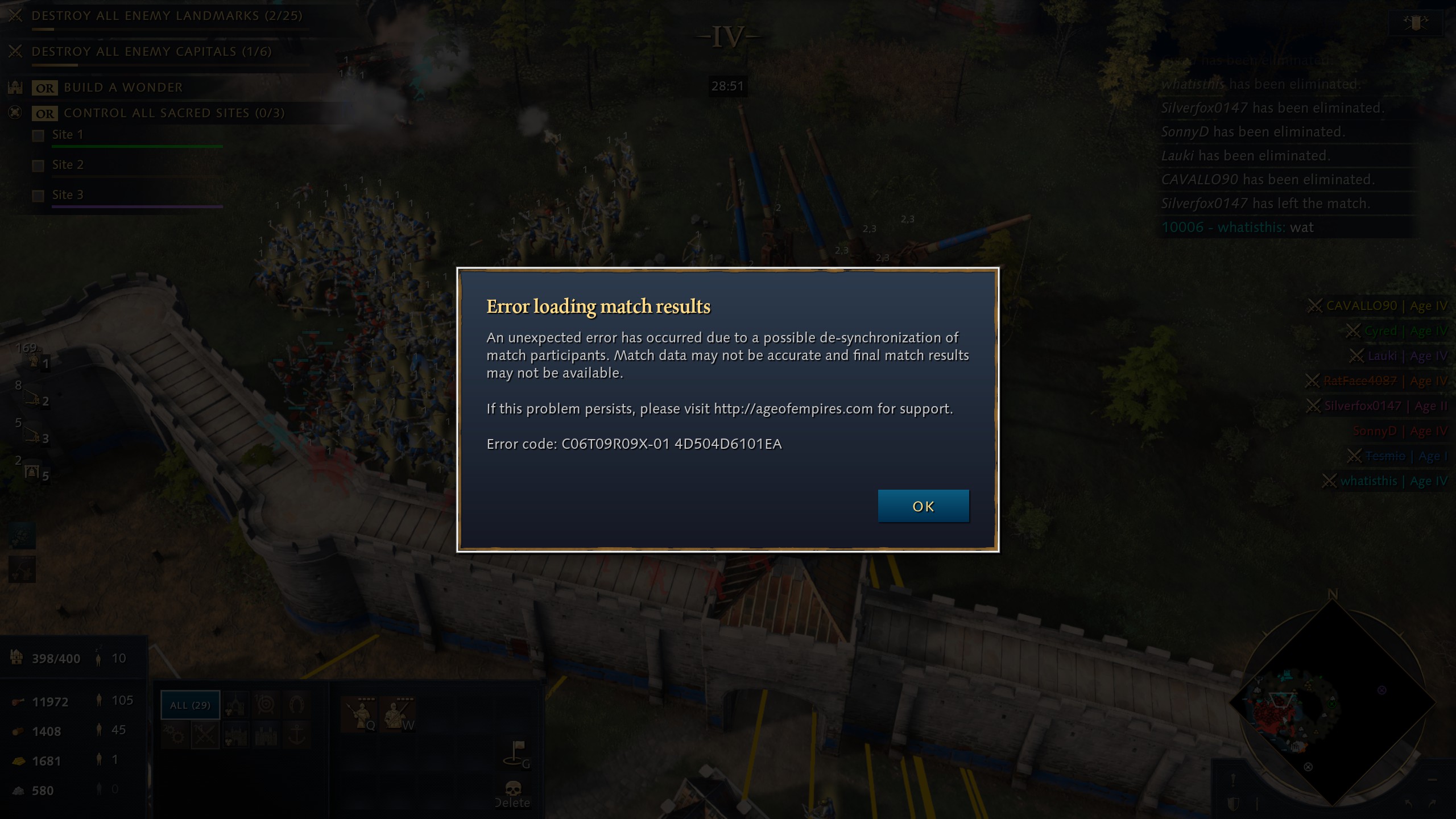 Out of sync error - IV - Modding - Age of Empires Forum