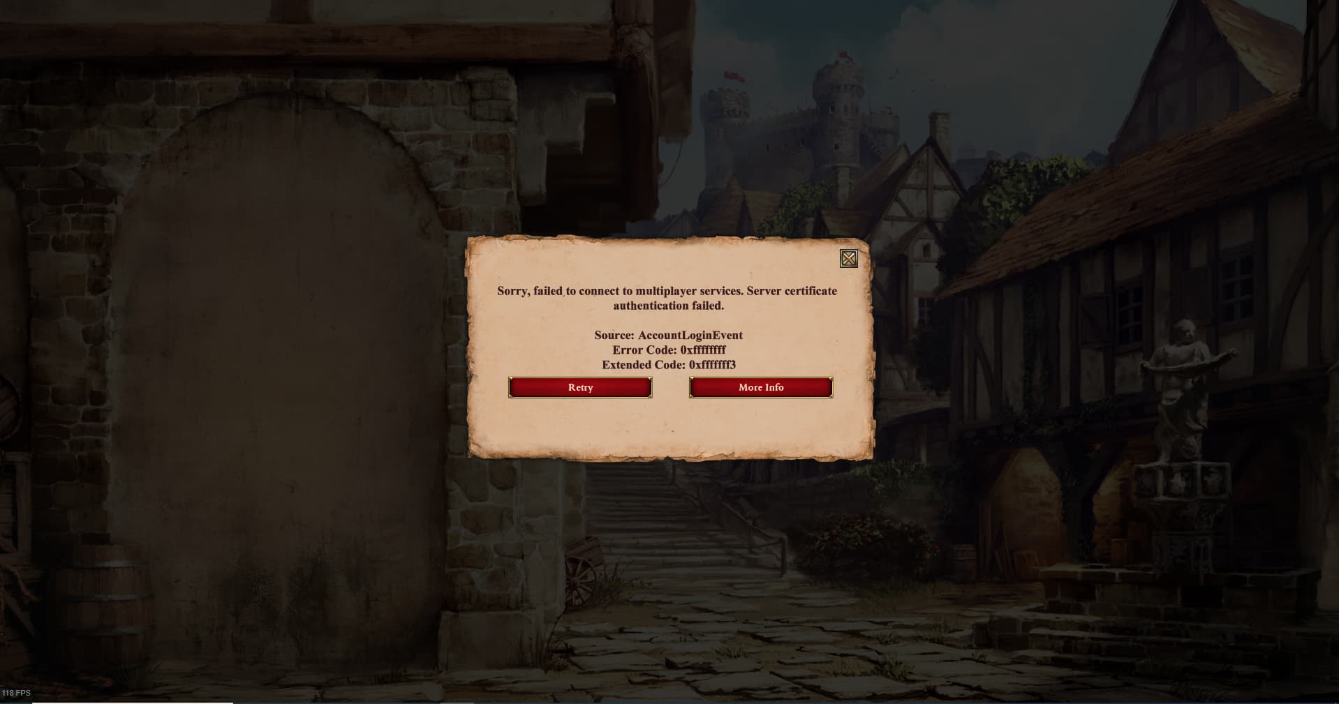 Cannot connect to servers, cant click multiplayer, error code: 0xfffffff3 - II - Report a Bug ...