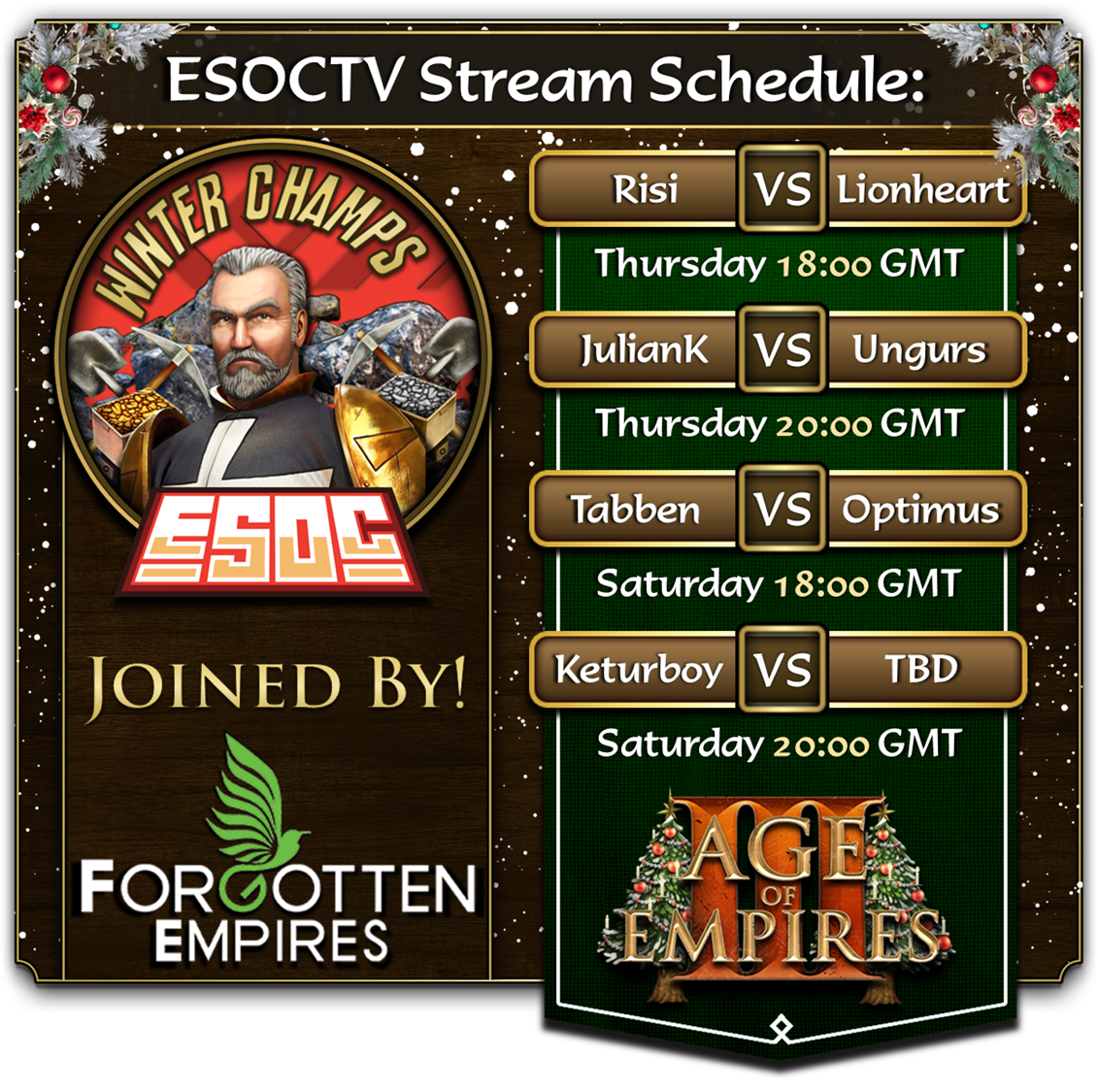 🏆 ESOC WINTER CHAMPIONSHIP 2024🏆 - III - Discussion - Age of Empires Forum